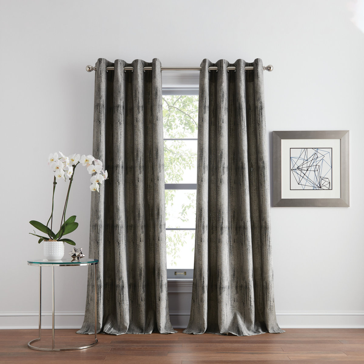 DKNY Basalt Jacquard Black Ice Curtain Panel Pair (Set of 2) & Reviews | Wayfair